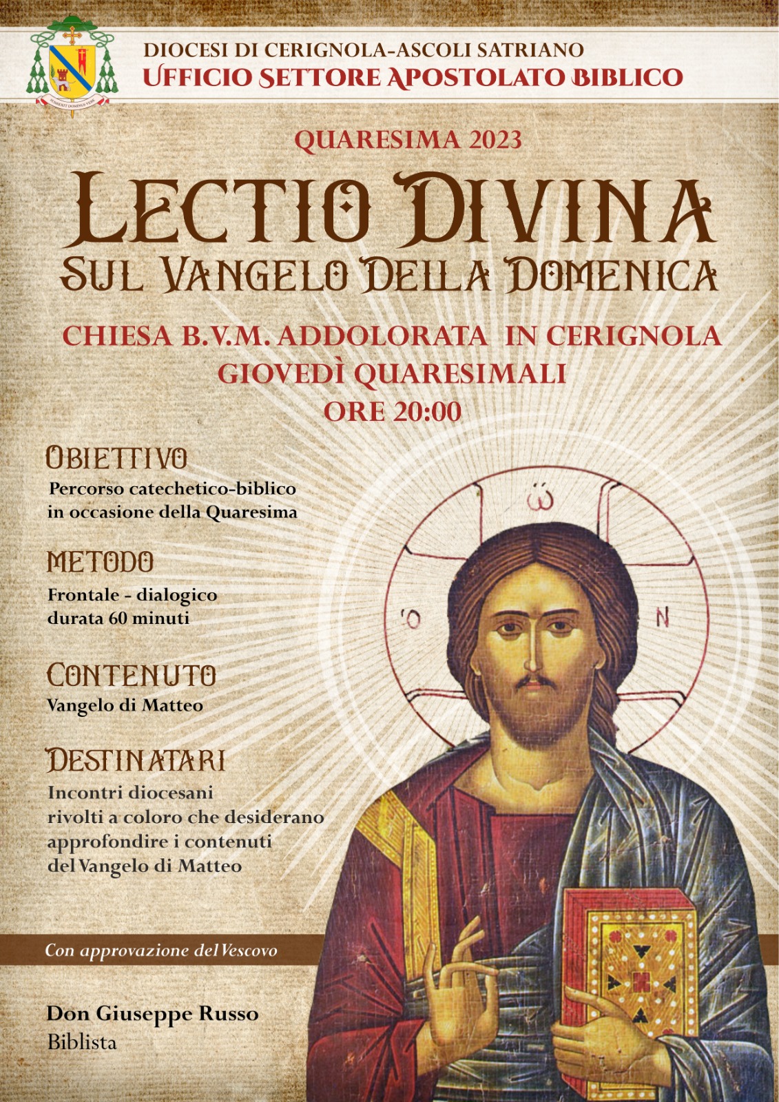LECTIO DIVINA SUL VANGELO DELLA DOMENICA - Diocesi di Cerignola ...